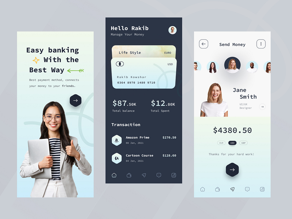 Finance App by Rakib Kowshar for Orizon: UI/UX Design Agency on Dribbble