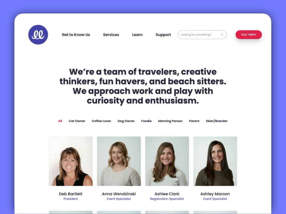 EE Team Page by Awwsom Designs on Dribbble