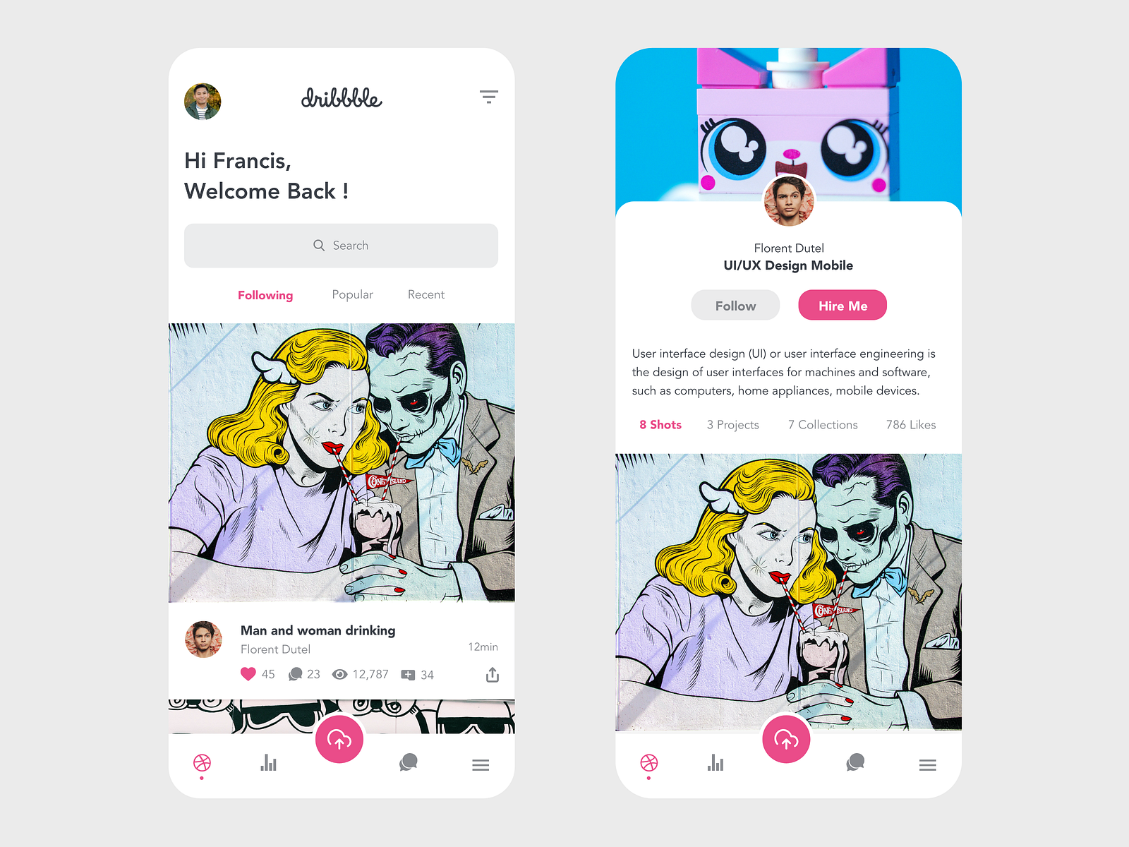 Dribbble App Redesign by Mickael Guillaume on Dribbble