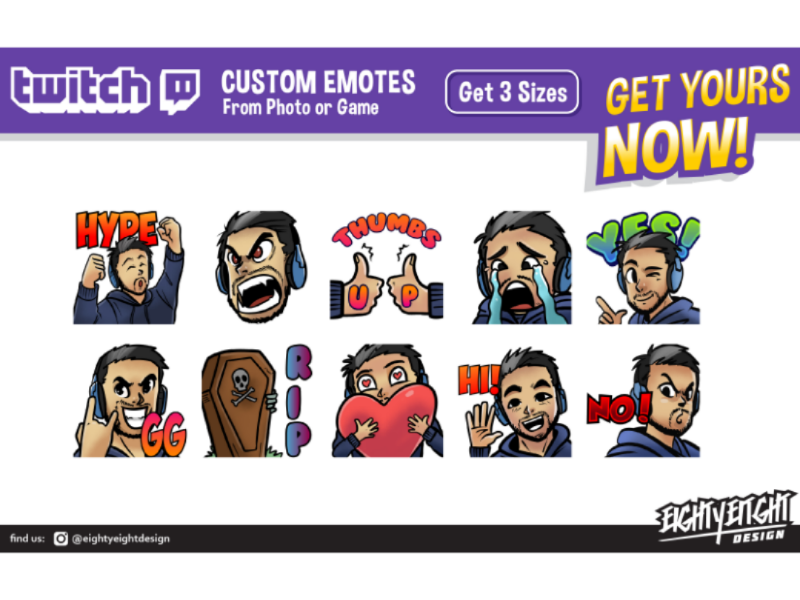 Custom Twitch Emotes for Ghostgamingq8 by Eighty Eight Design on Dribbble