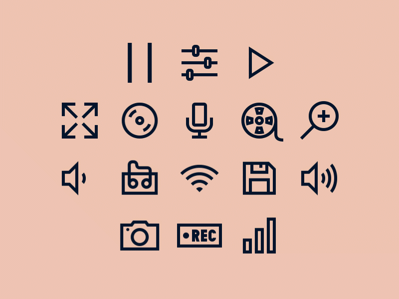 Animated media icons by Samuel Golde for Icons8 on Dribbble
