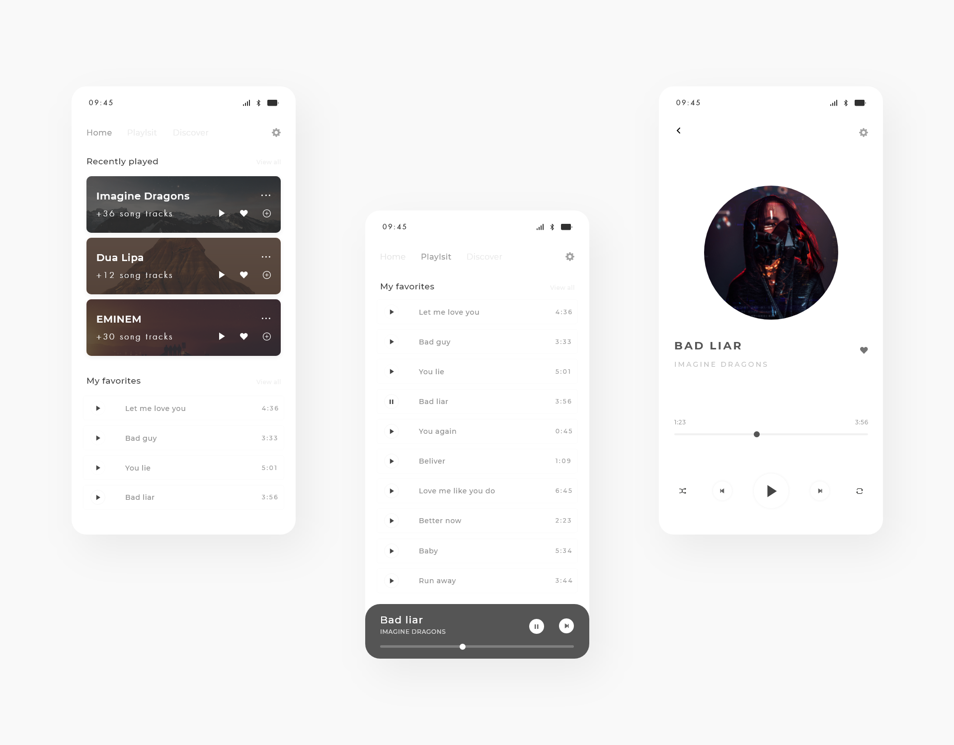 Music app UI design by Nauman Akram Barcha on Dribbble