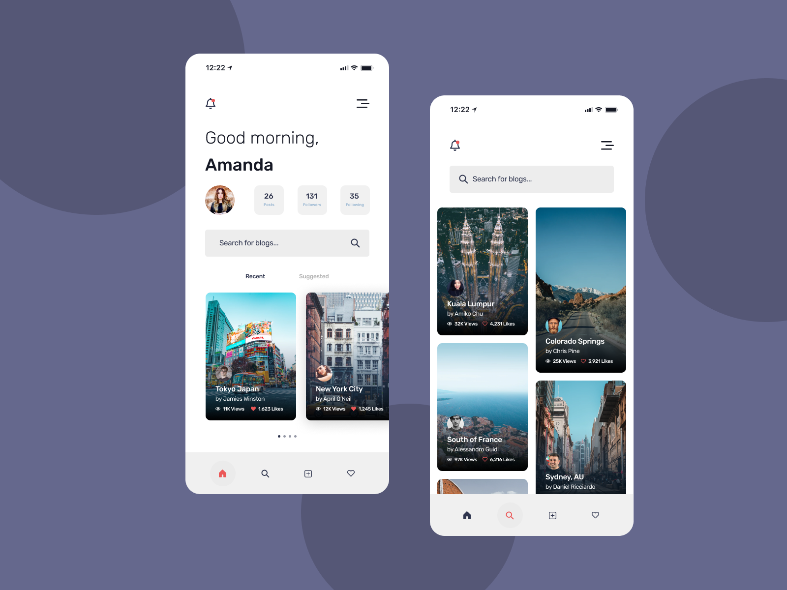 Bloggr App UI by Stephen on Dribbble