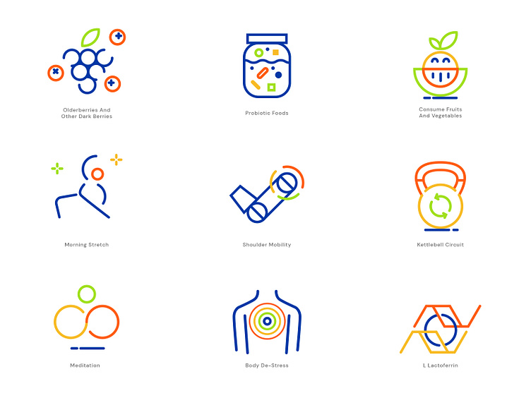 Health & wellness app icons by younique on Dribbble