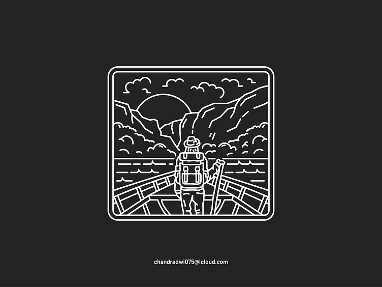 Sunset Lake Monoline Illustration by Chandra Dwi on Dribbble