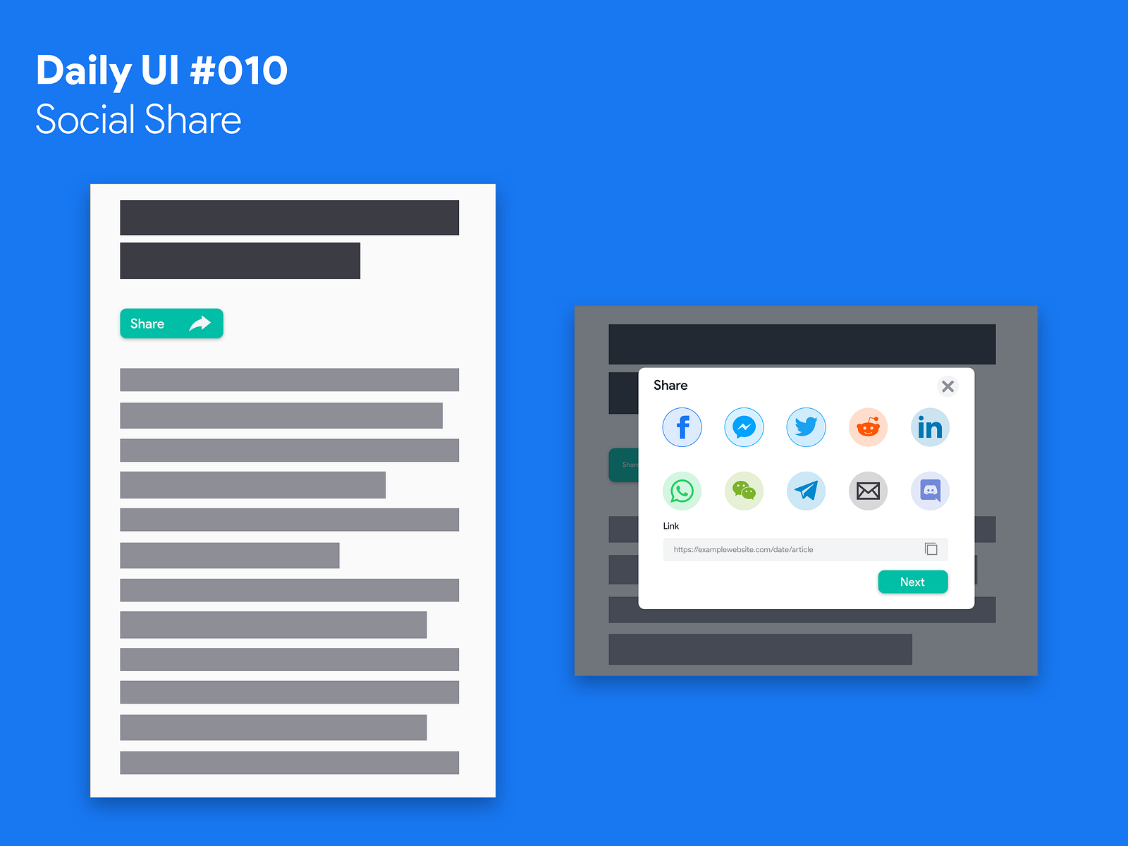 Daily UI #010 - Social Share by Joshua Holmes on Dribbble