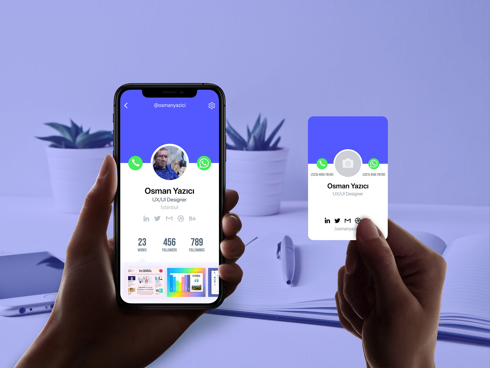 Profile screen and business card by Osman YAZICI on Dribbble