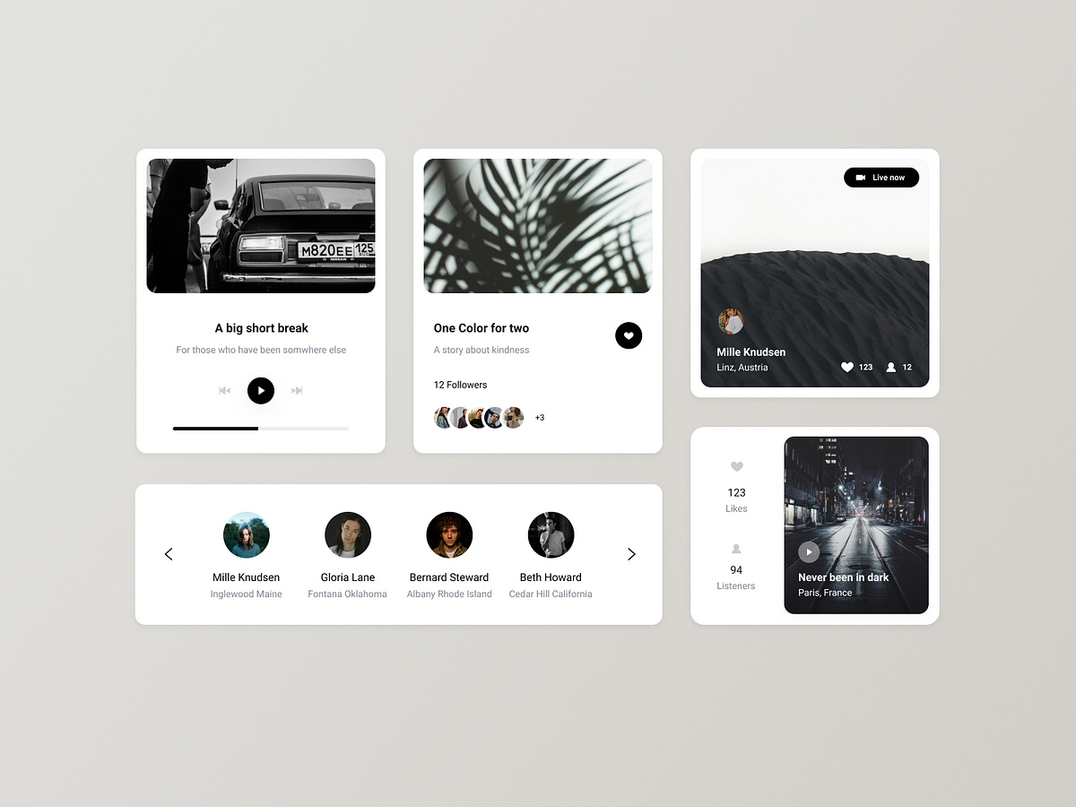 Player music - cards UI kit by Chris Trg on Dribbble