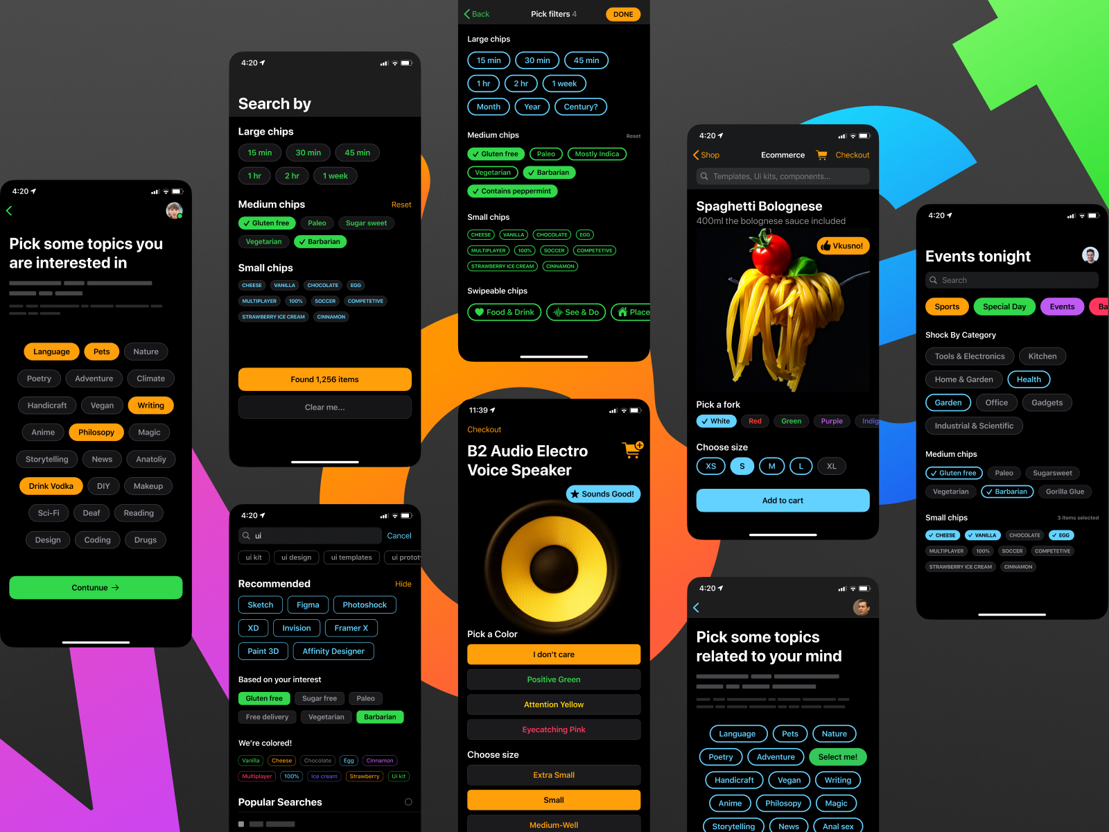 Figma iOS UI kit: Chips & Filter components by Roman Kamushken for ...