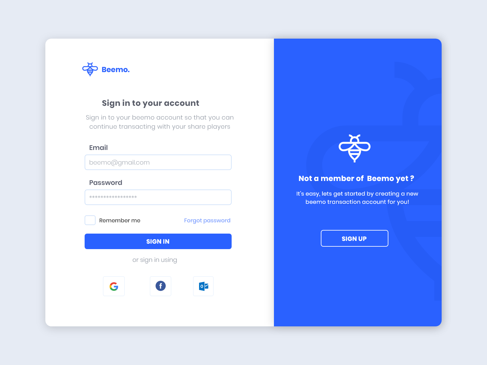 Beemo signin screen 🐝 by Amall Suresh on Dribbble