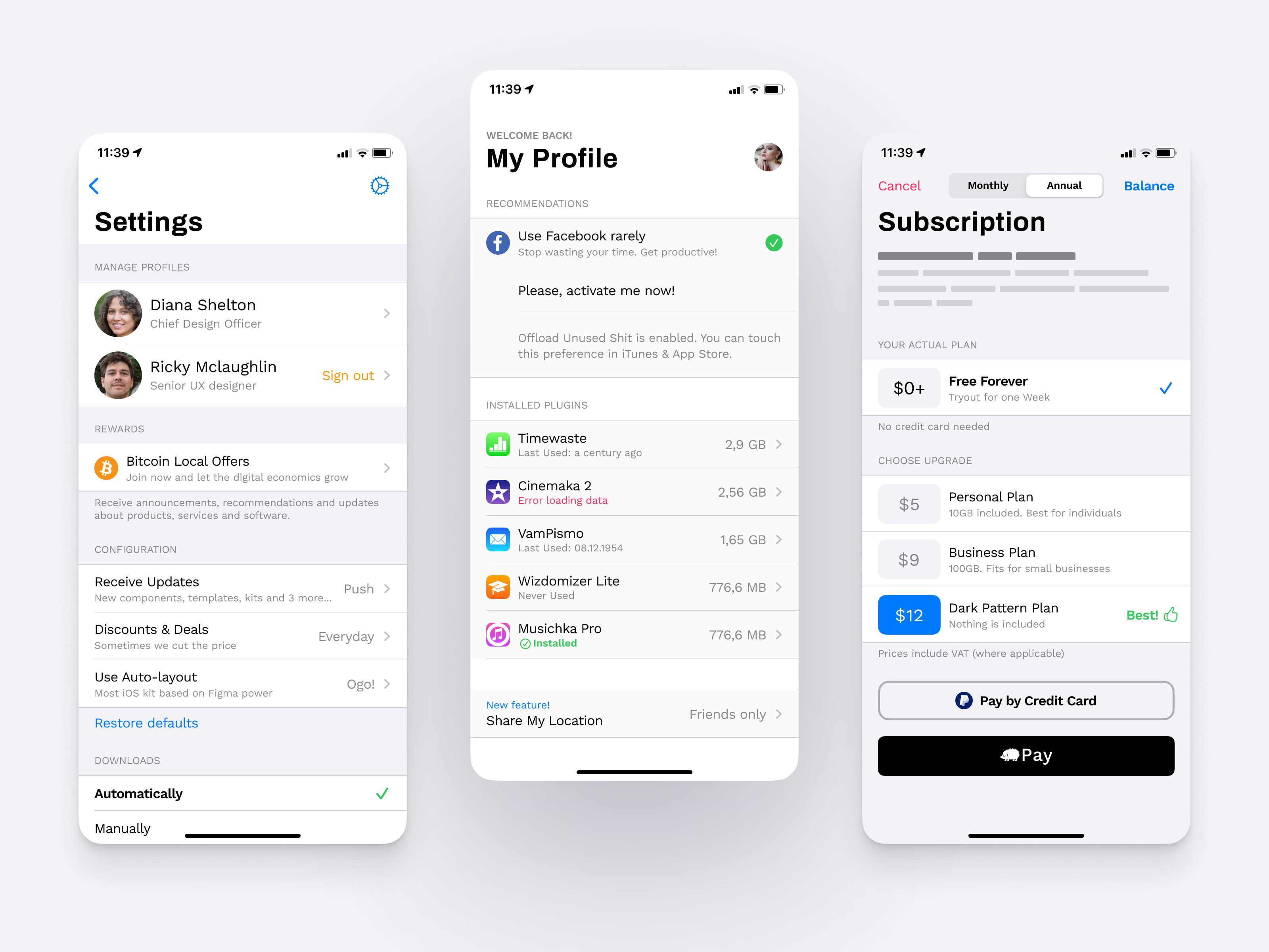 Figma iOS UI kit - Profile & Settings template by Roman Kamushken for ...
