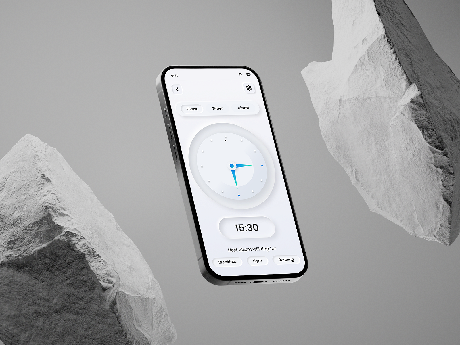 Neumorphism Clock App UI Design by Yash Dubey on Dribbble