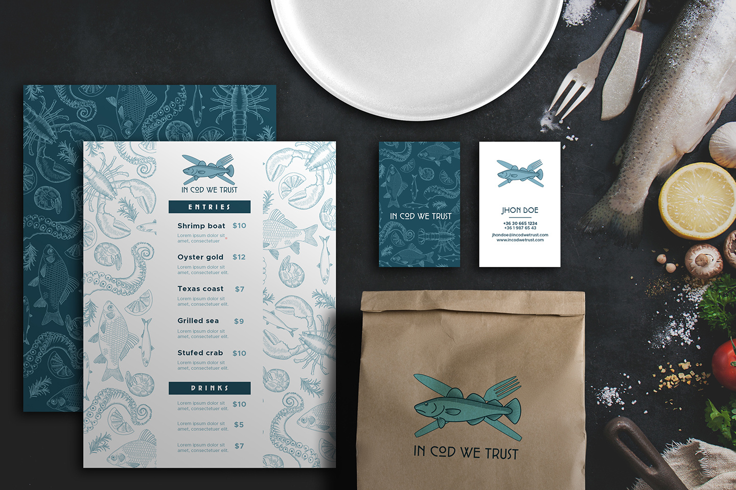 Seafood restaurant - logodesign and branding by Sophie Varga on Dribbble