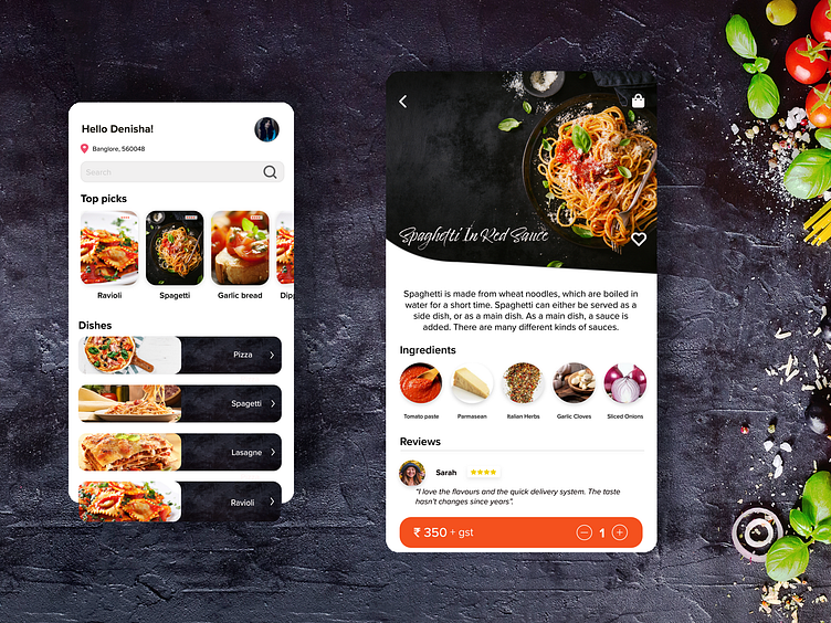 Resturant app UI by Denisha Ved on Dribbble