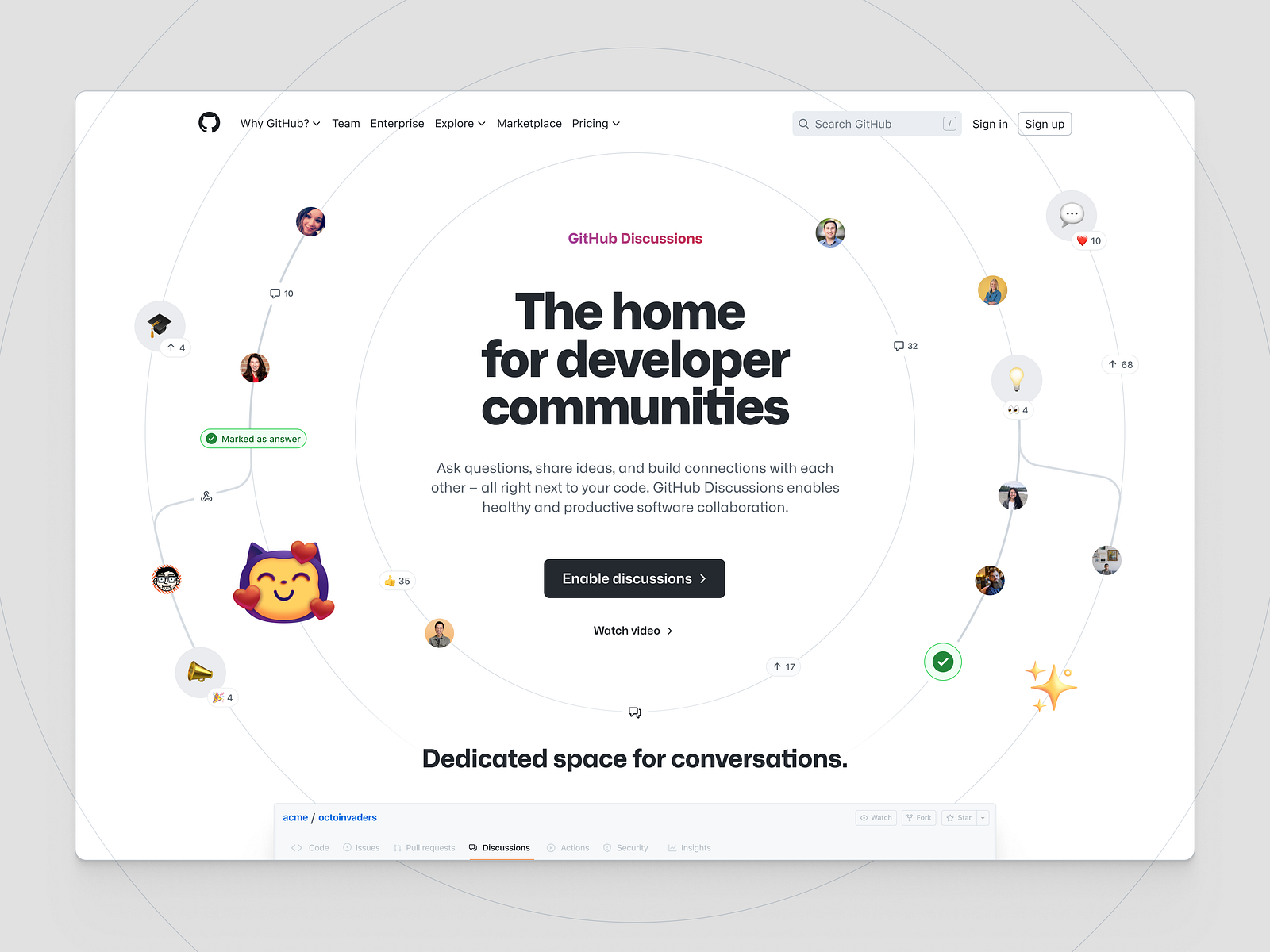 Discussions hero concept by Nicolas Solerieu for GitHub on Dribbble