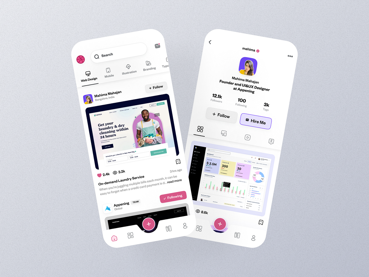 Dribbble App Concept Design by Mahima Mahajan on Dribbble
