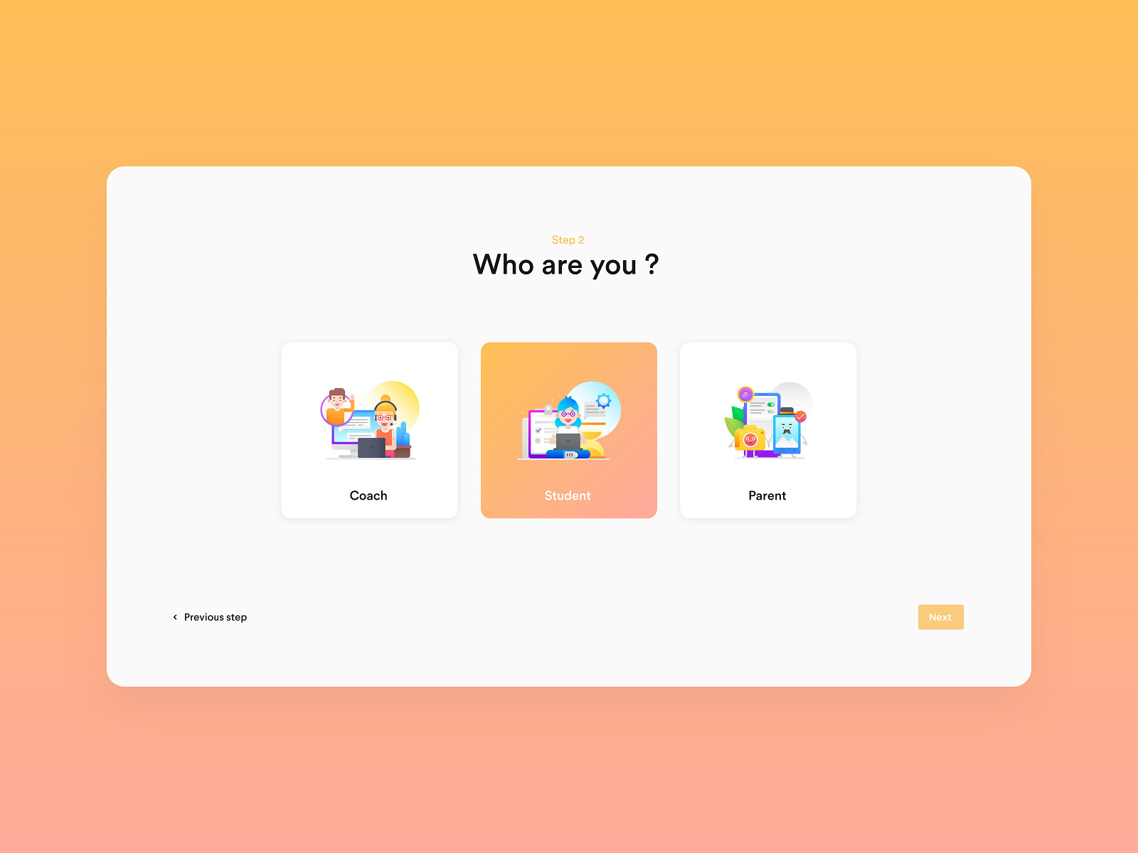 Daily UI Challenge #064 - Select User Type by Nathalie Tran on Dribbble