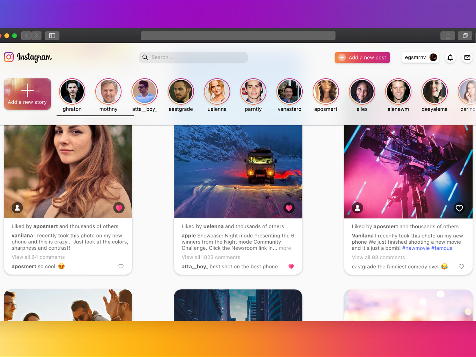 Instagram concept by egsmrnv on Dribbble