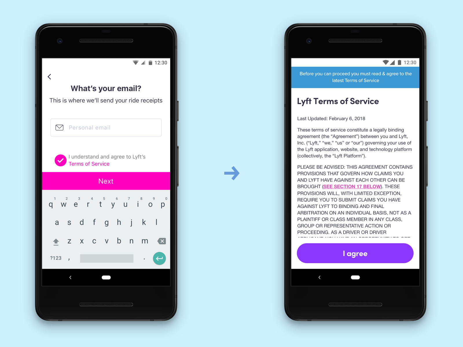 Lyft TOS Screen Redesign by 7 on Dribbble