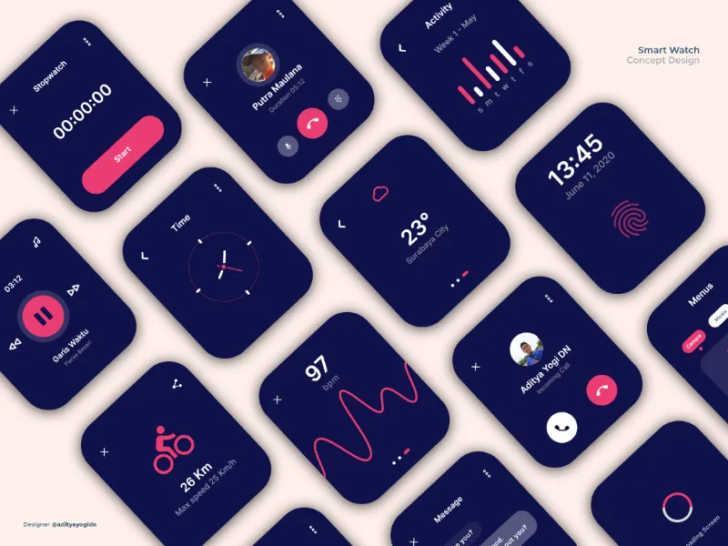 Uidesign Smartwatch Color UX designs, themes, templates and ...