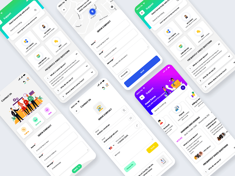Contact Us and Support Mobile App UI Kit by Vivek K on Dribbble