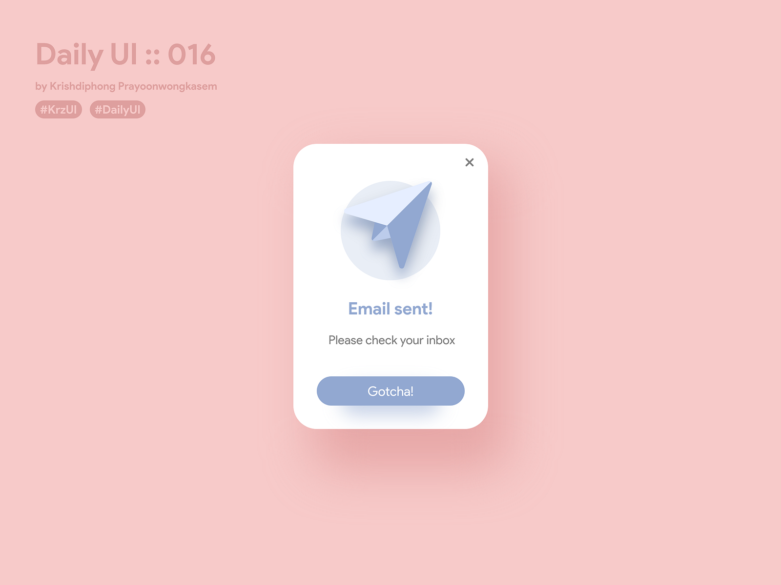 Email sent pop-up #dailyui #016 by Krishdiphong Krz Prayoonwongkasem on ...
