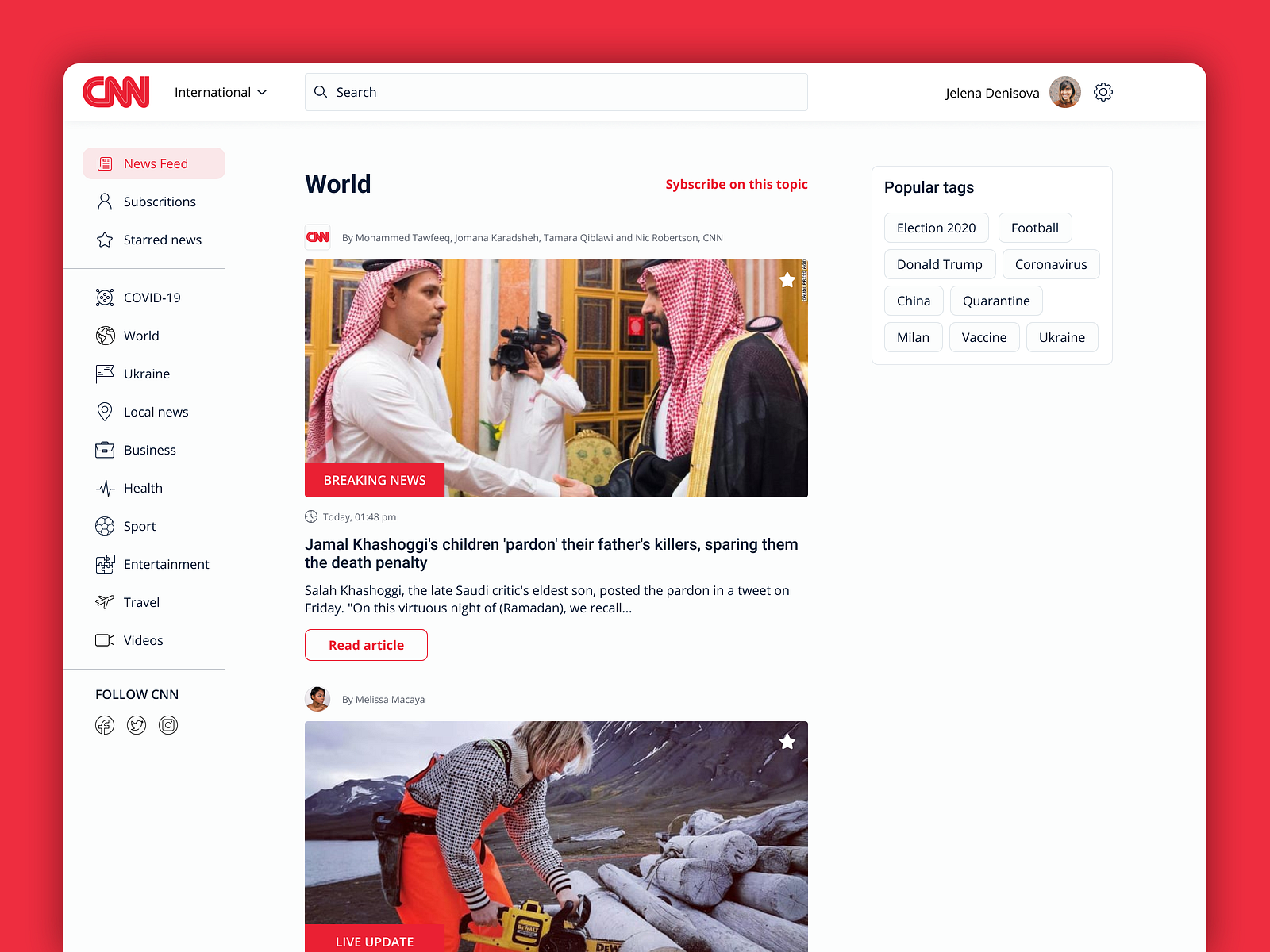 CNN home page redesign concept by Anastasiia P on Dribbble