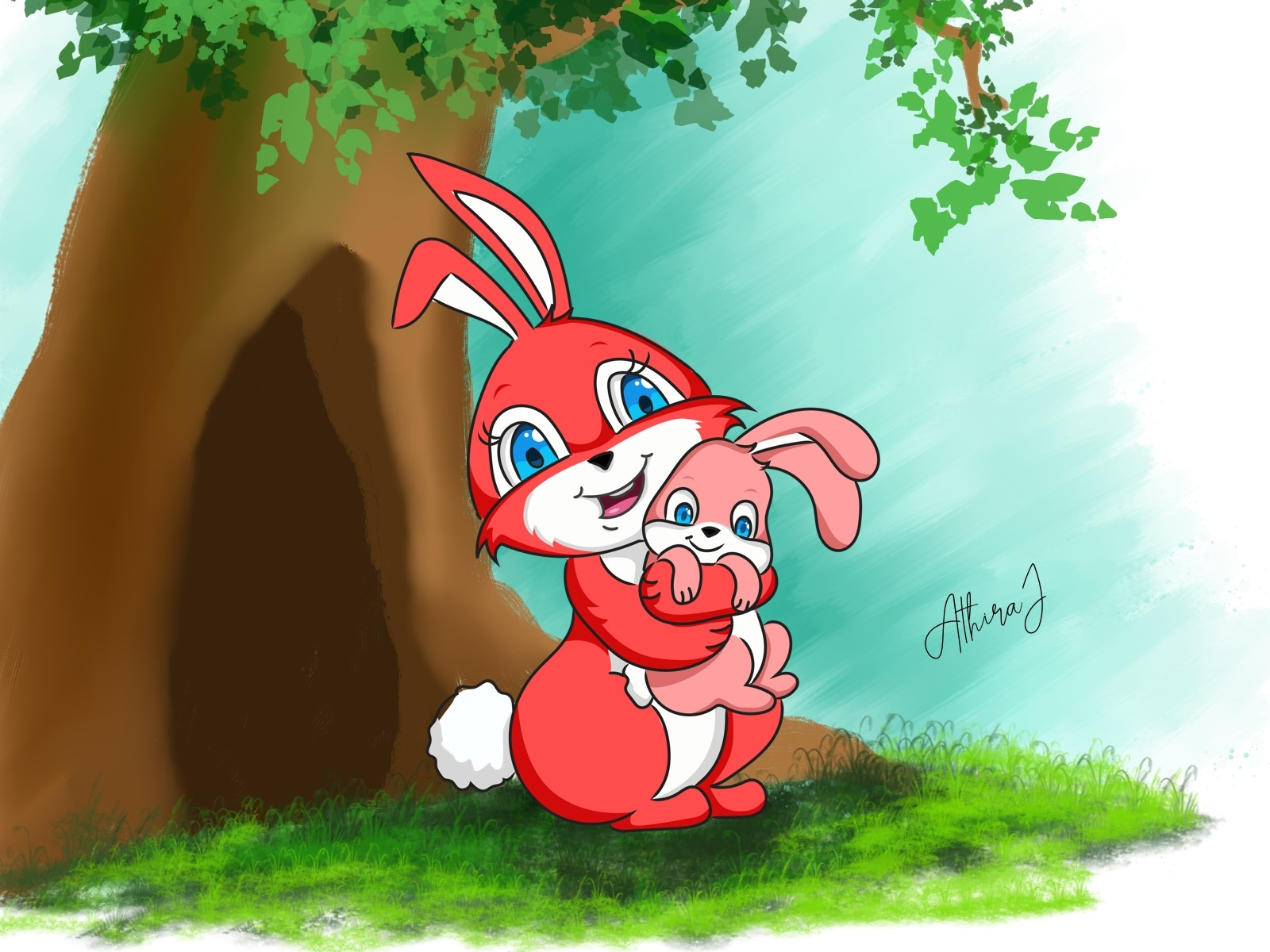 Character design : Red rabbit by Glo Inks Designs by Athira on Dribbble