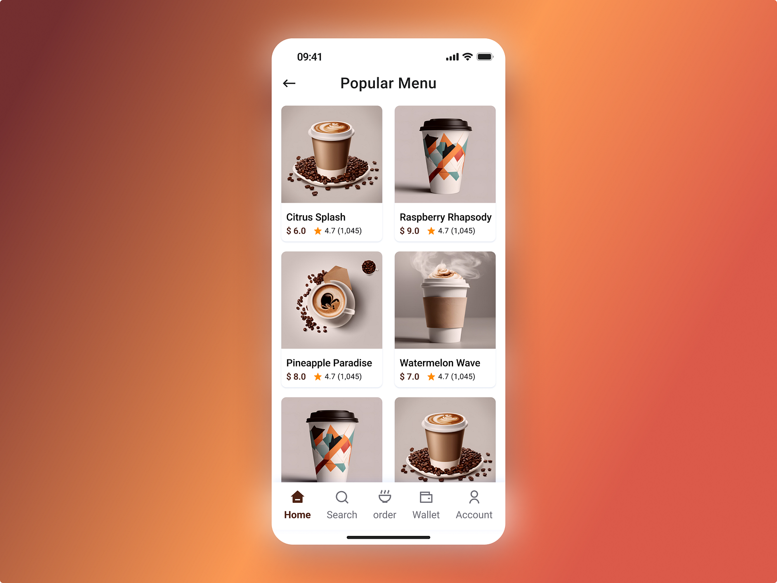 Modern Coffee Ordering App – Popular Menu Screen by MD Moinuddin on ...