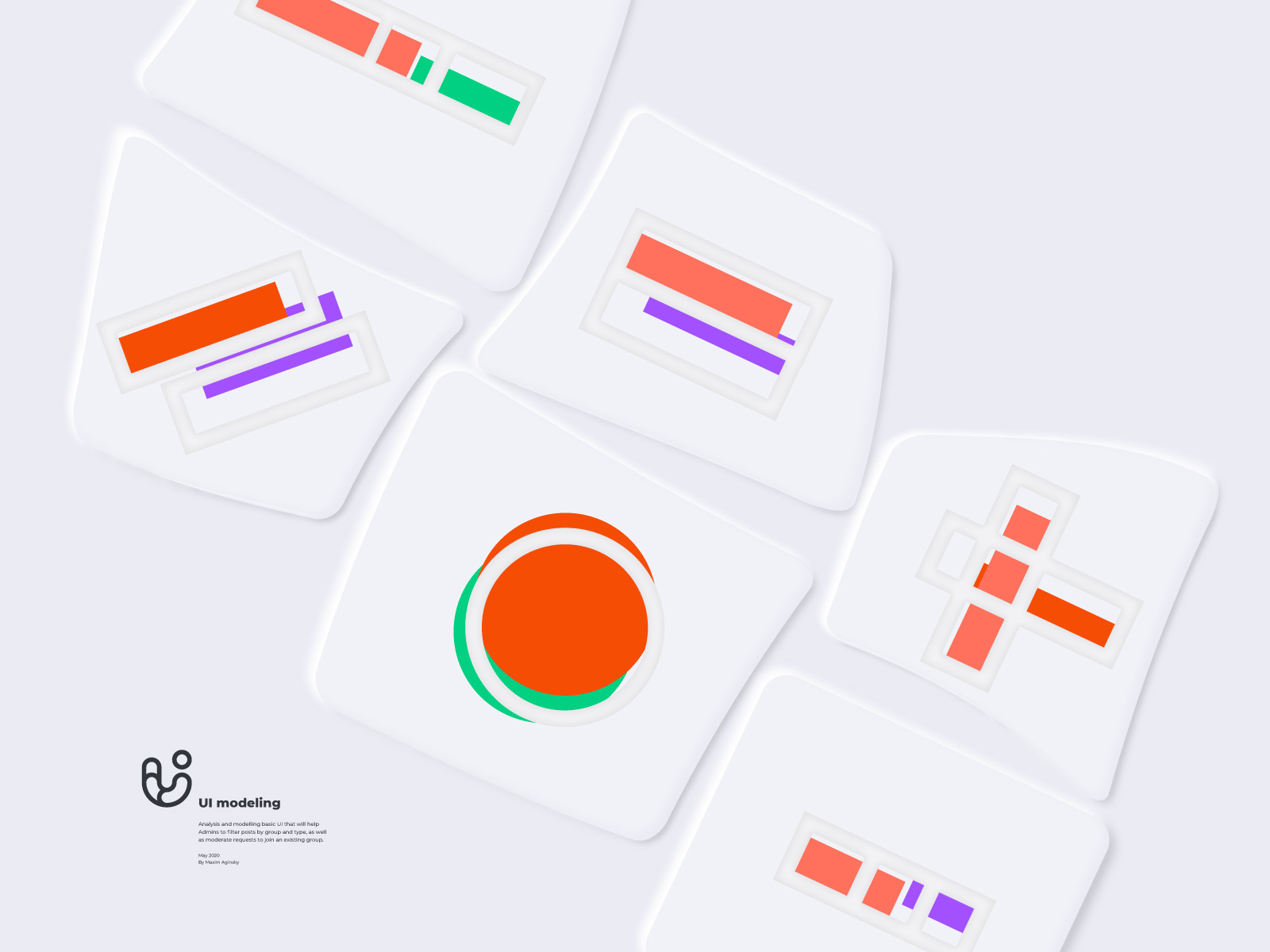Abstract illustrations for UI modeling using Soft UI technique f by ...