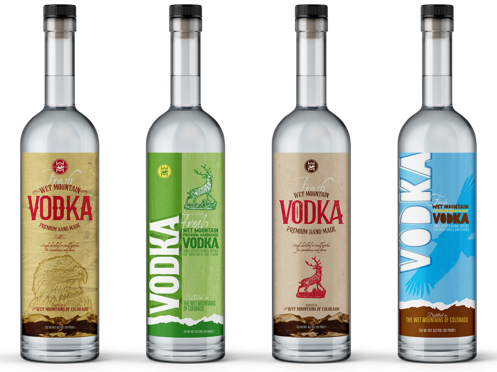 Wet Mountain Vodka Label Initial Concepts by Evan Chute on Dribbble