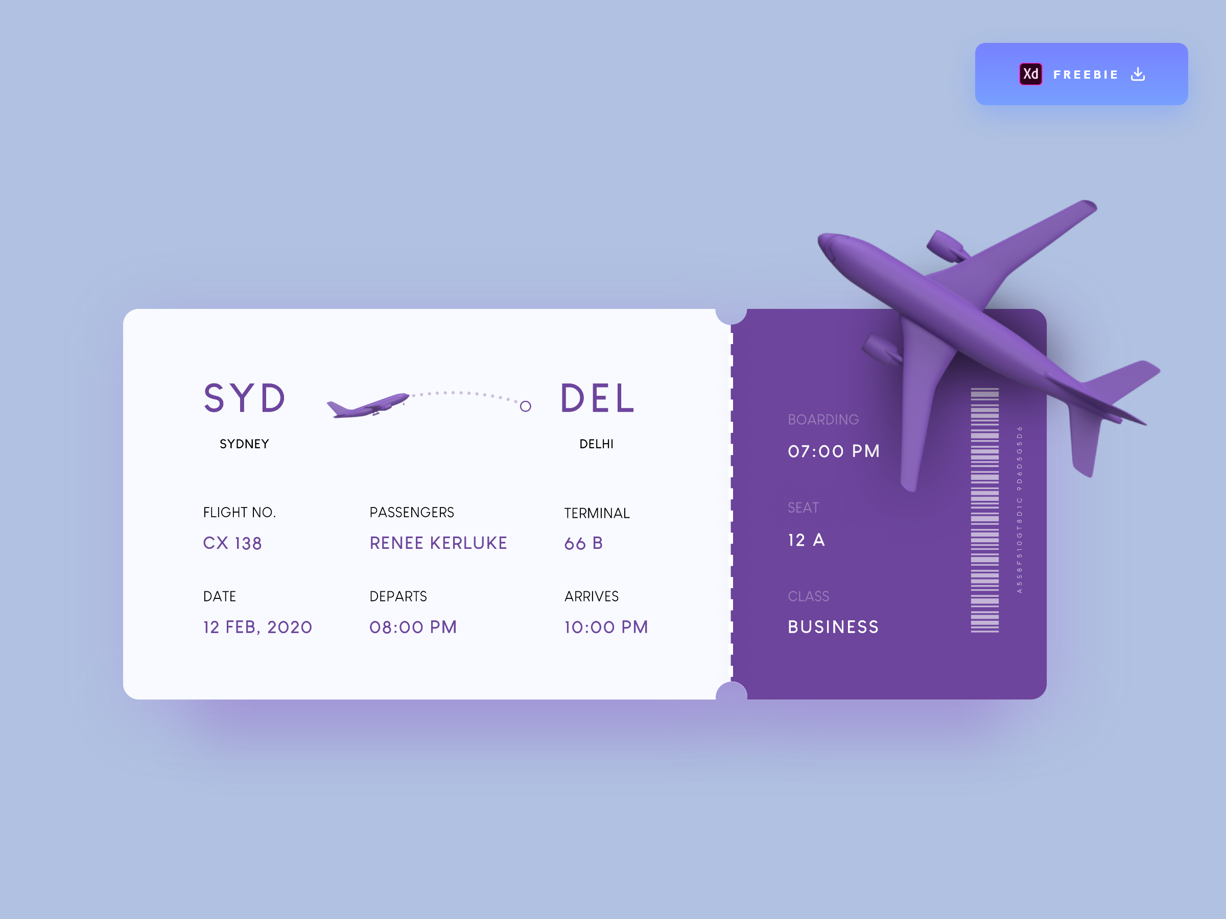 Daily UI Challenge 086/100 -Boarding Pass design - (Freebie) by Ankur ...