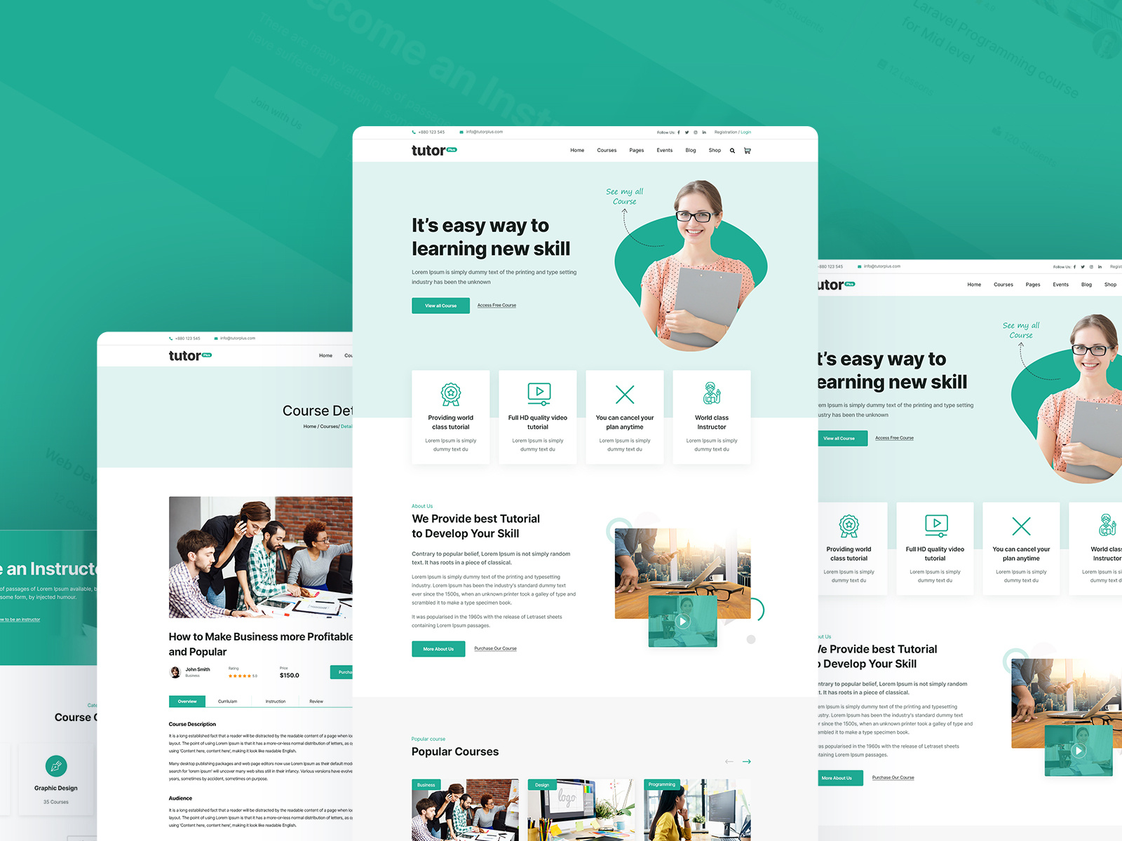 Tutor - e-Learning and Course UI Template by Nure Alam on Dribbble