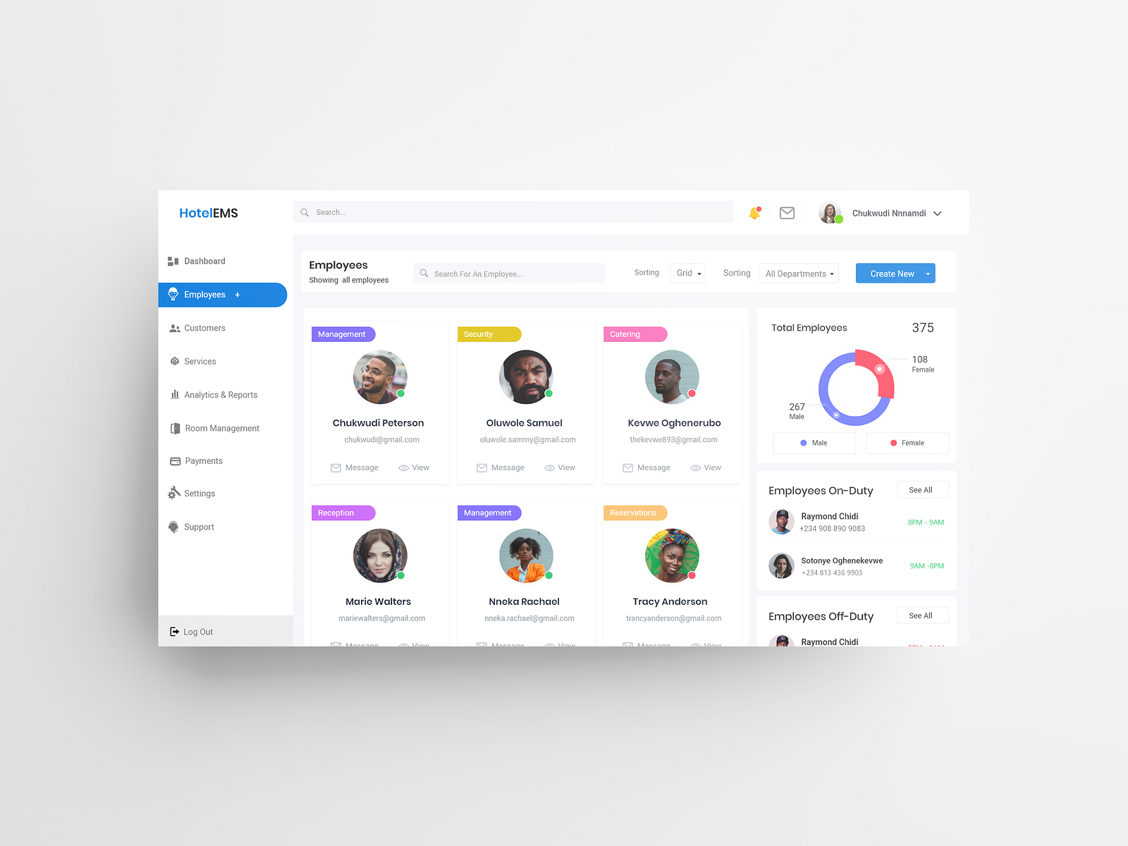 Hotel Management Web App Dashboard - (Employees) v1 by Michael Ajah on ...