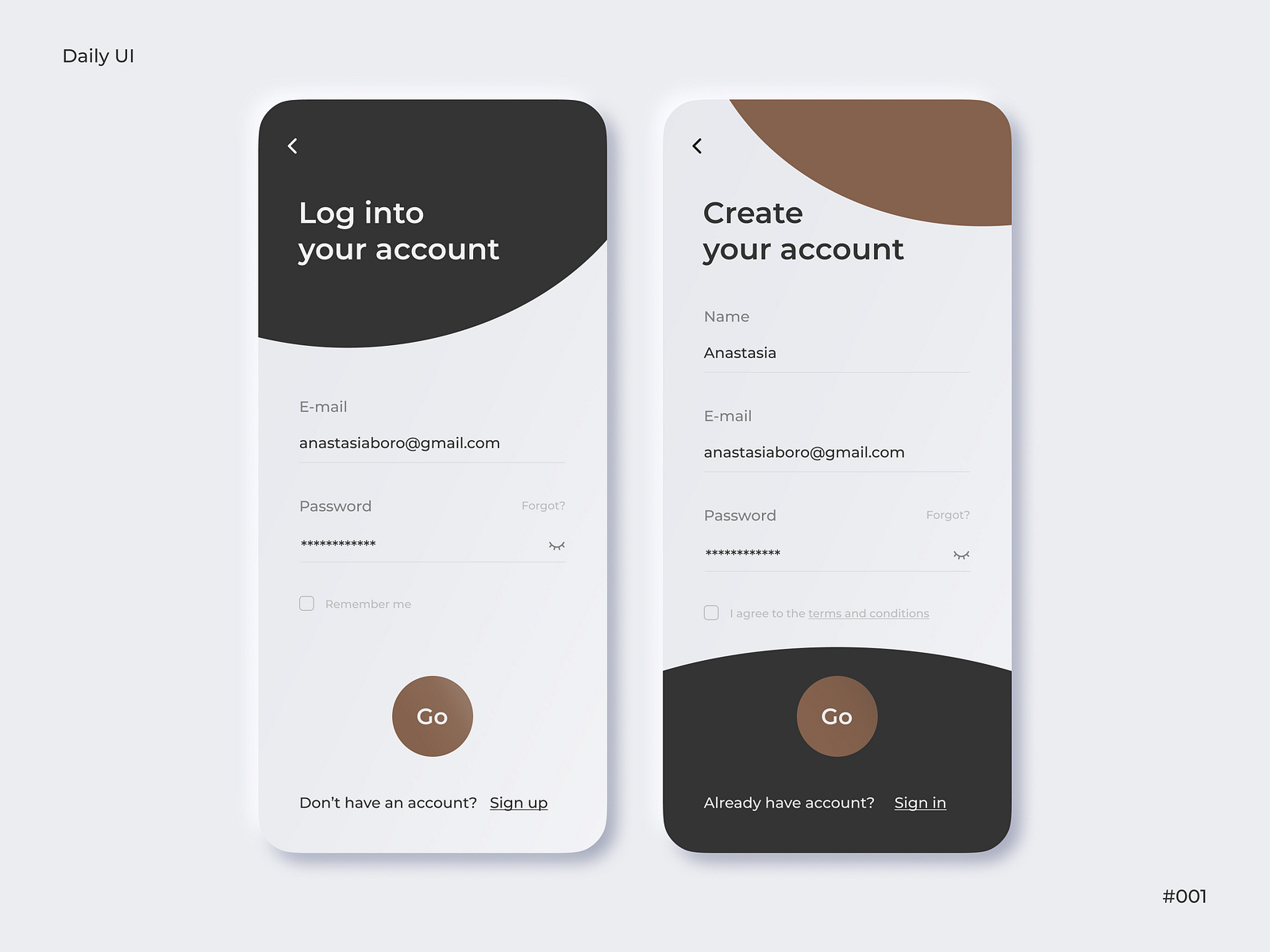 Daily UI Challenge #001 | Sign Up by Anastasia on Dribbble