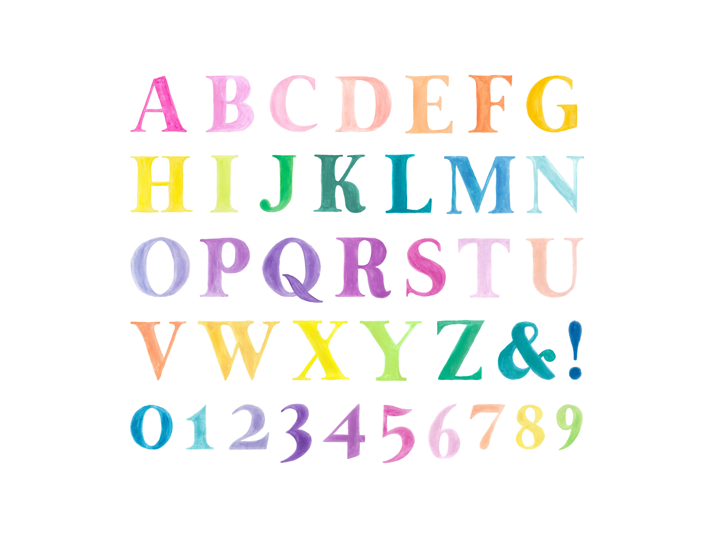Rainbow Bright Alphabet & Numbers by Niki Baker on Dribbble