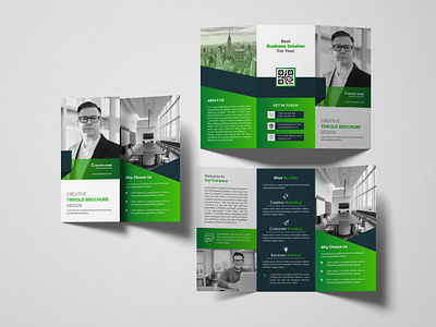 Modern Green Trifold Brochure Design by Md Hasan ID: #7869397 on Dribbble