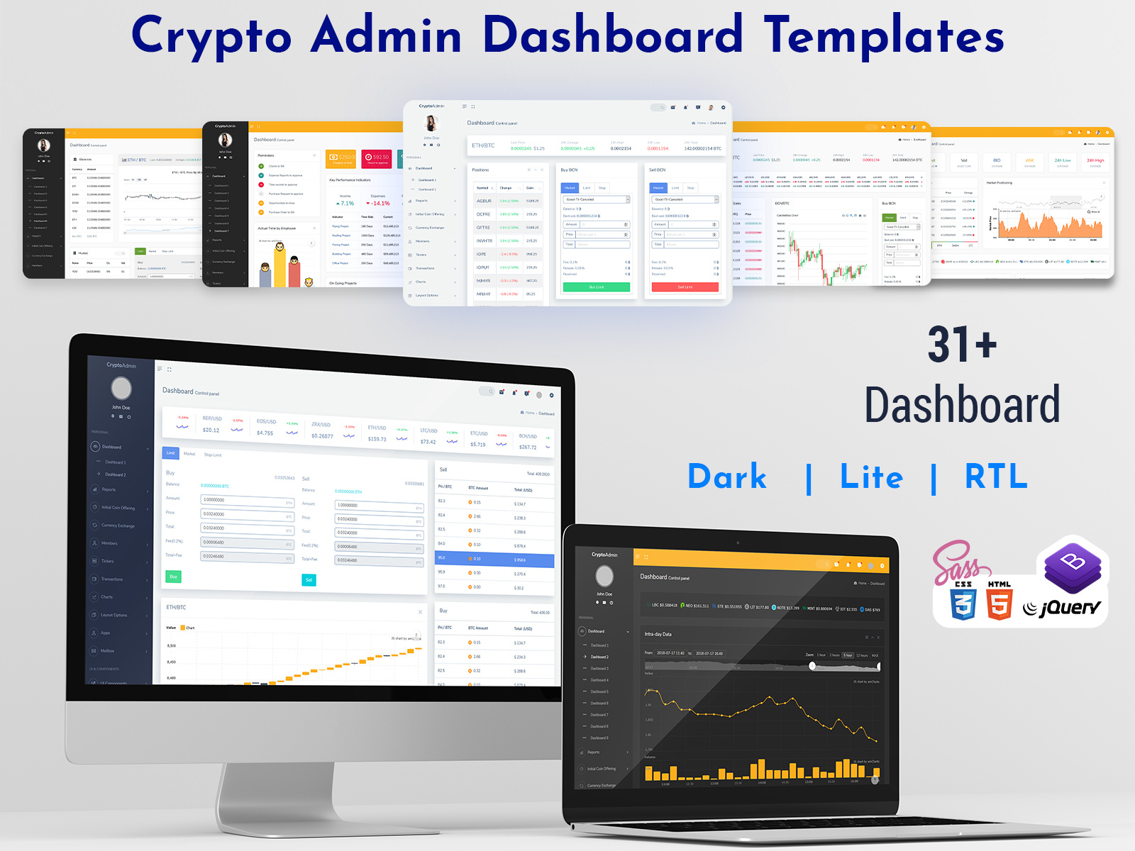 Responsive Cryptocurrency HTML Templates + Bitcoin Dashboards by Dipesh ...