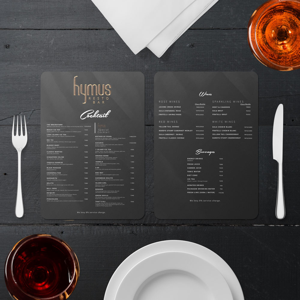 Hymus Resto Bar - Menu Design by Cheers Creatives on Dribbble