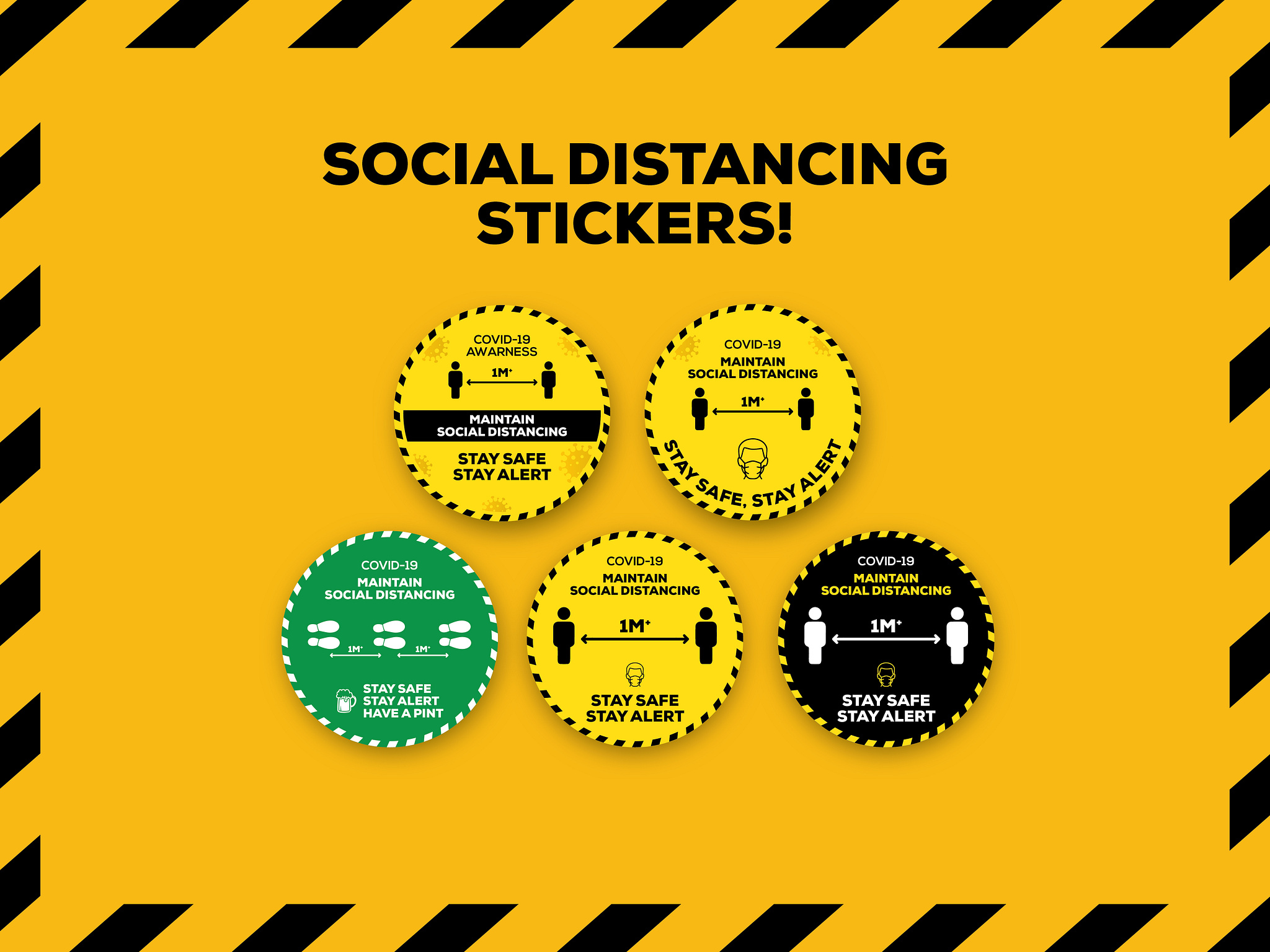 Social Distancing Stickers | Covid-19 by Arifur rahman on Dribbble