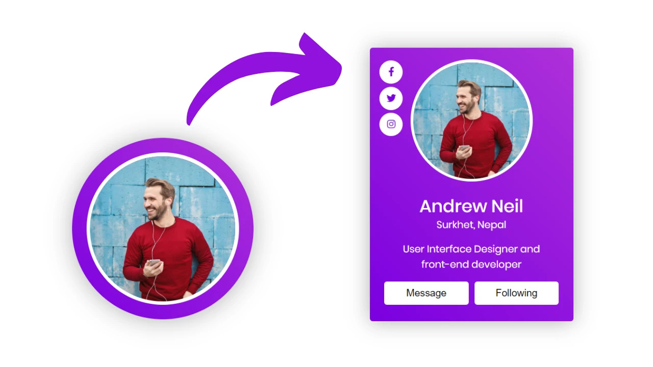 Animated Profile Card UI Design with Hover Animation in HTML CSS by ...