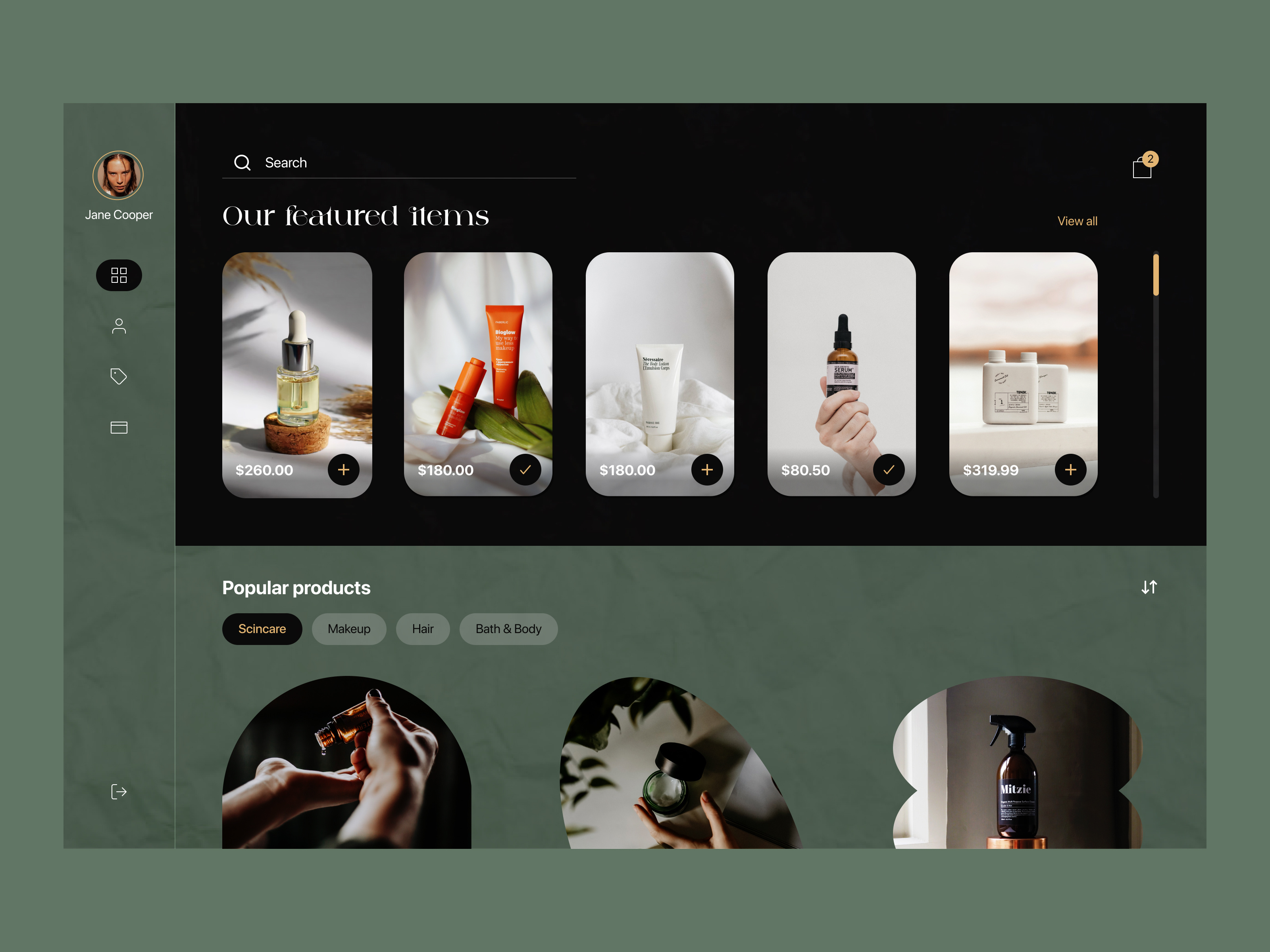 Skincare dashboard interaction by Taras Migulko for Emote on Dribbble