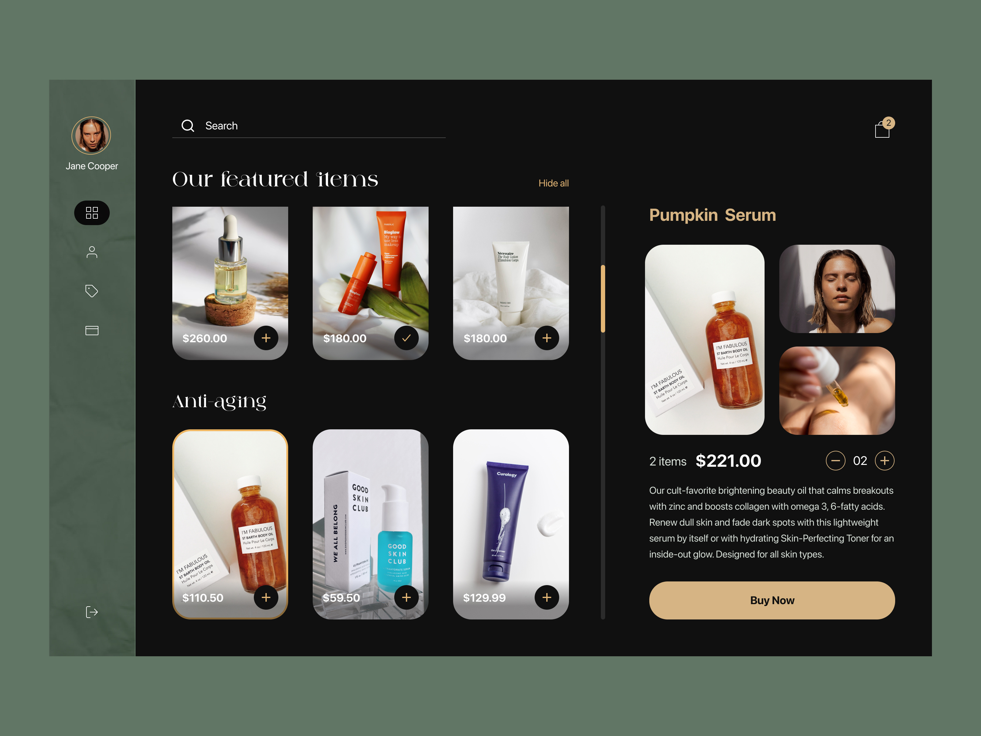 Skincare dashboard interaction by Taras Migulko for Emote on Dribbble