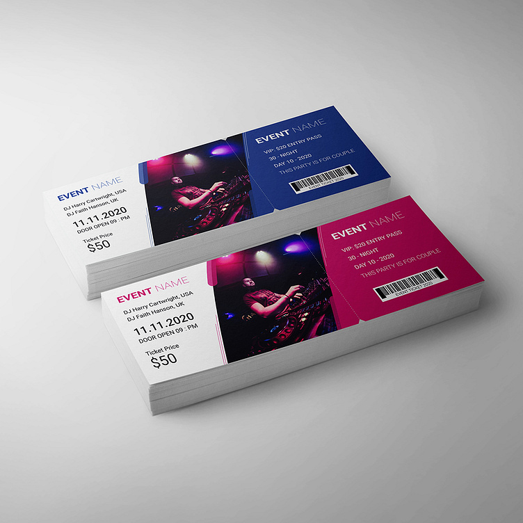 Dj Party Event Ticket Template. Elegant Dj Ticket Template by Vector ...