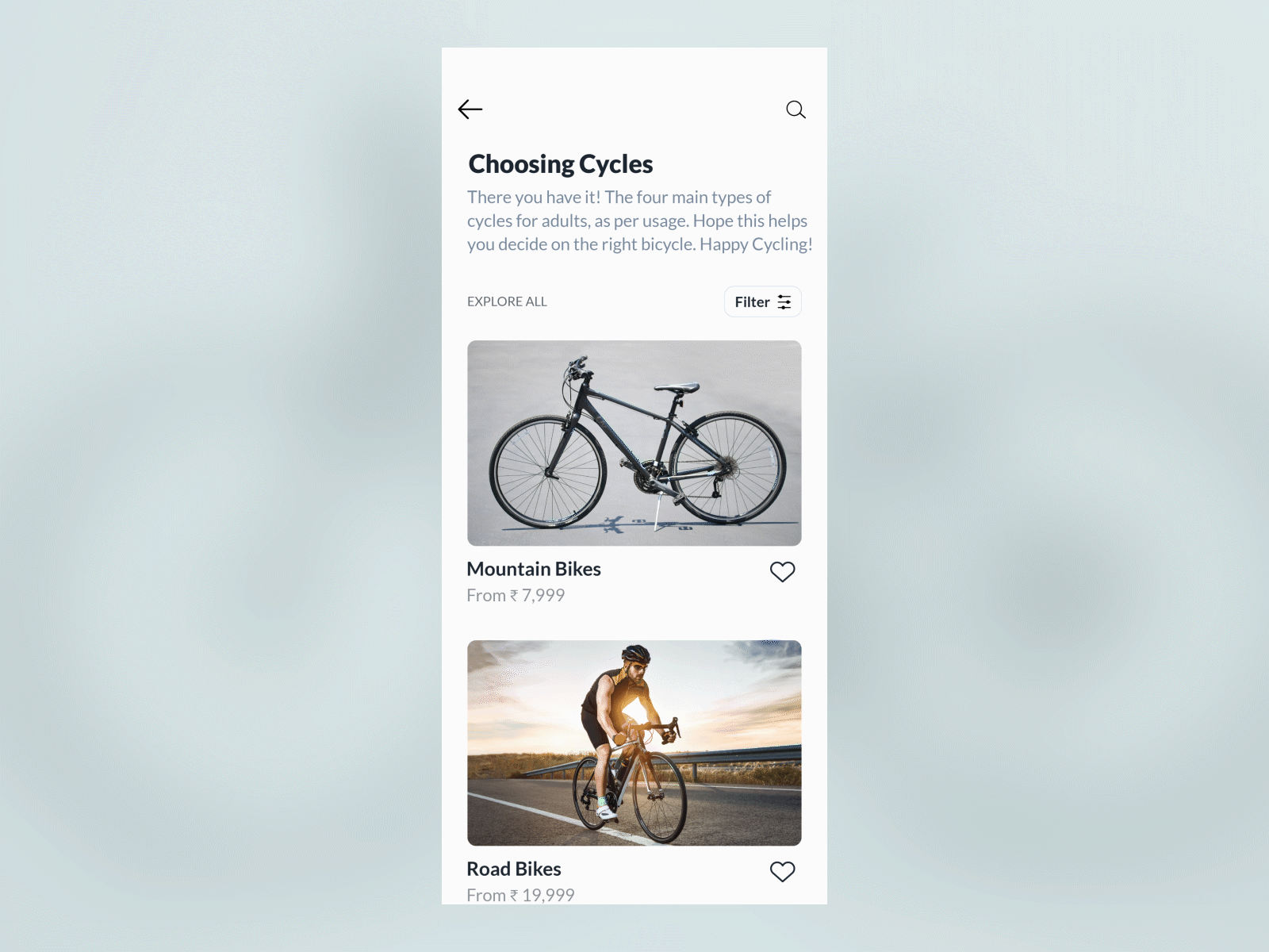 Choosing Cycle - UI Transition by Manoj Maram on Dribbble
