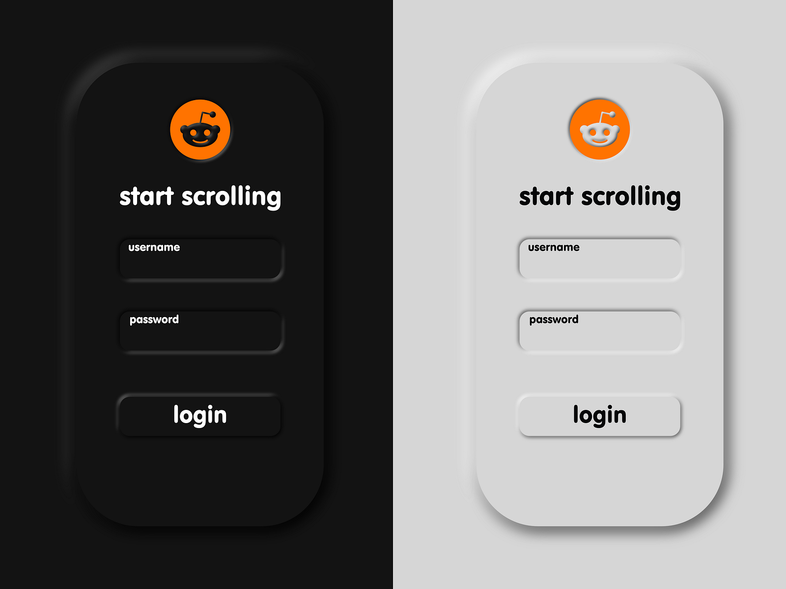 Reddit Neomorphism Login by Jaden Bair on Dribbble