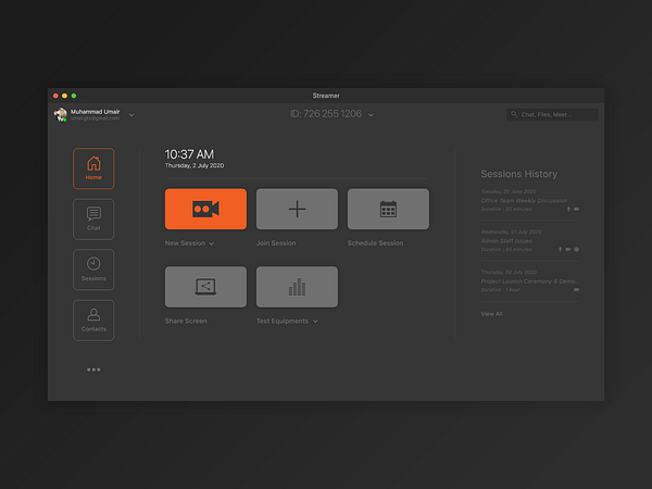 Video Session Web App UI by Umair Ulhaque on Dribbble