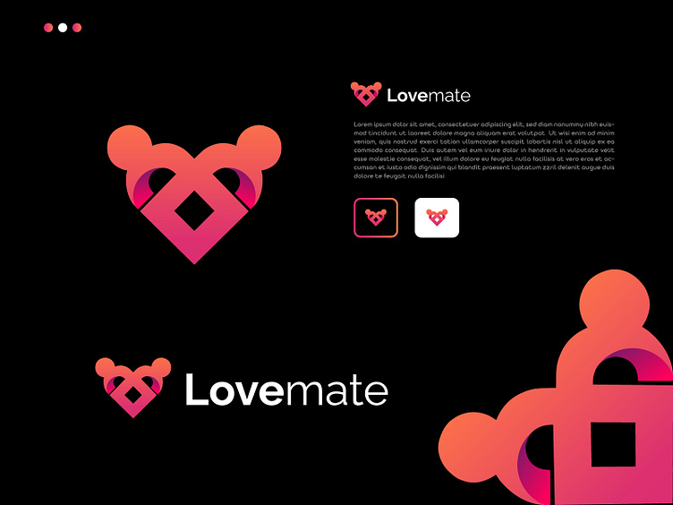 minimal dating apps logo | lovemate | couple | branding by Masum Billah ...