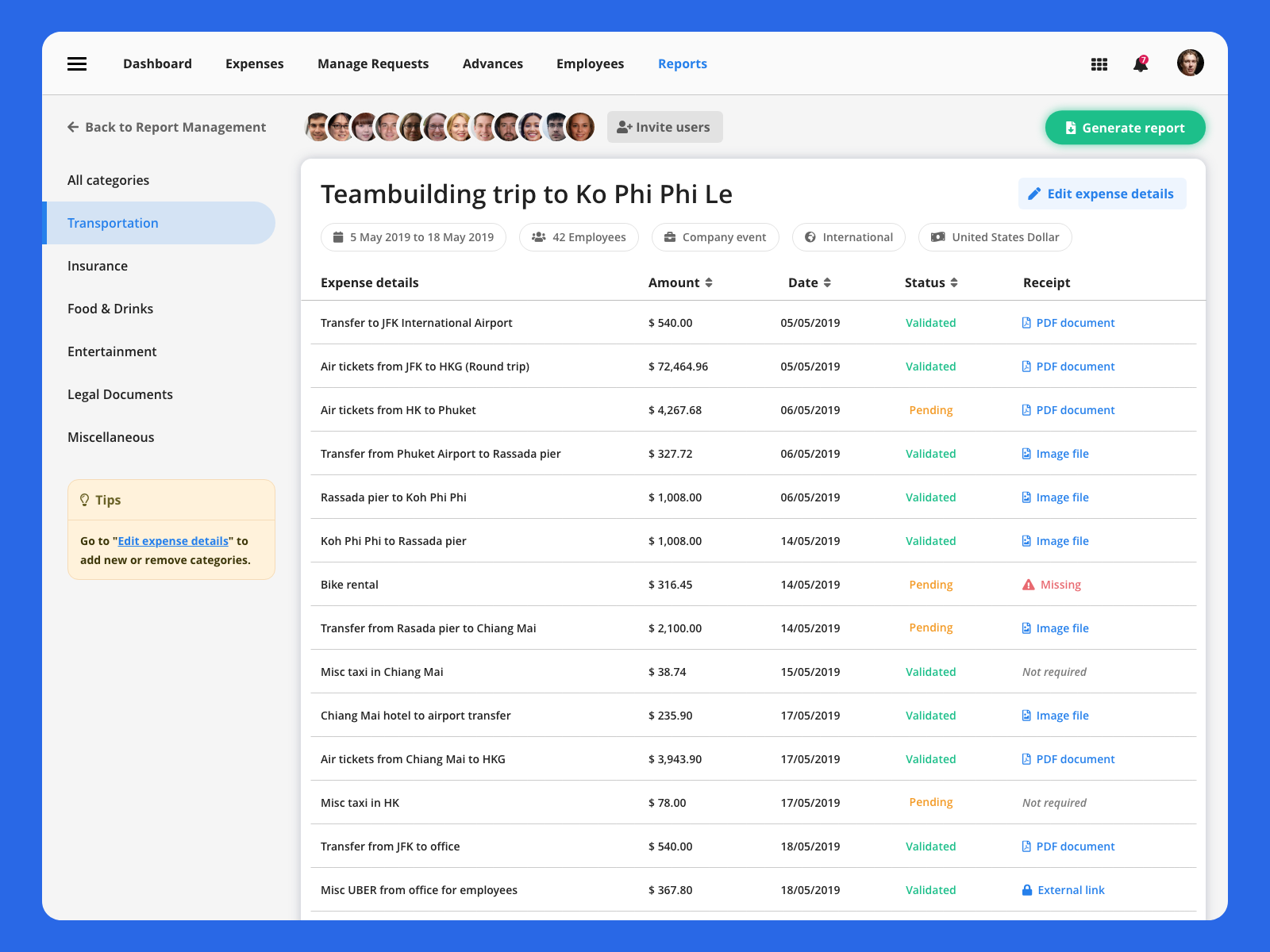 Expense Report Generation Screen by Waleed on Dribbble