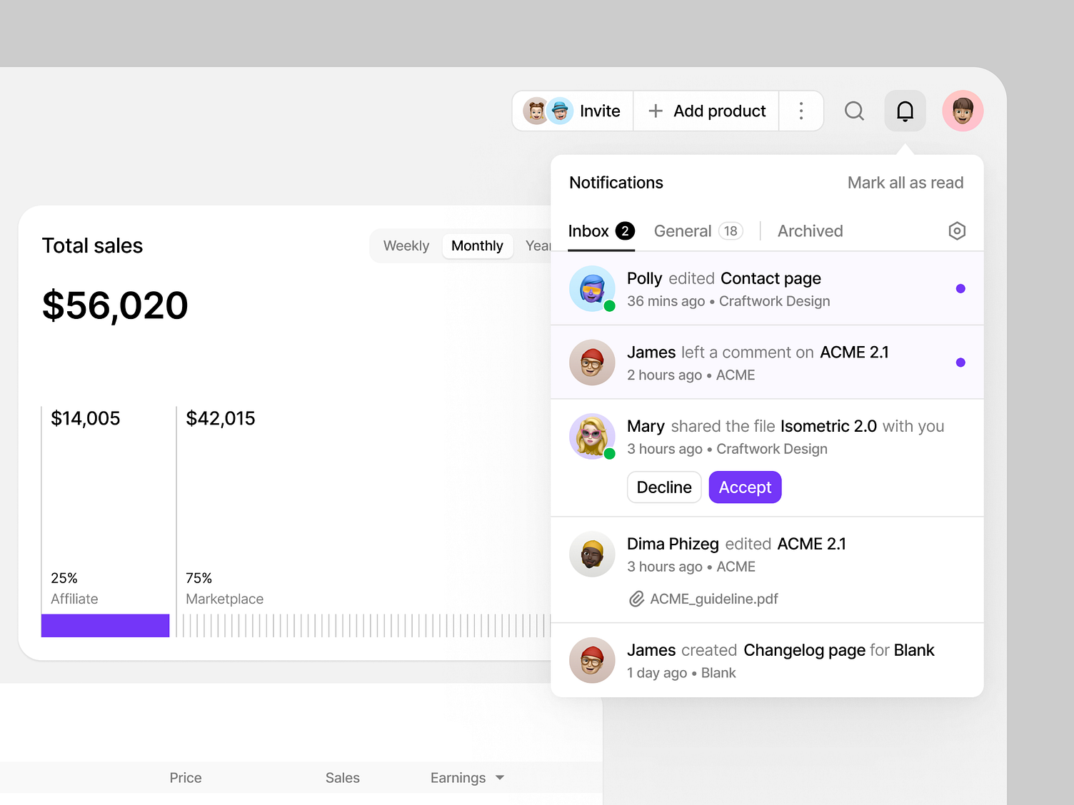 Notifications by Craftwork Studio for Craftwork on Dribbble